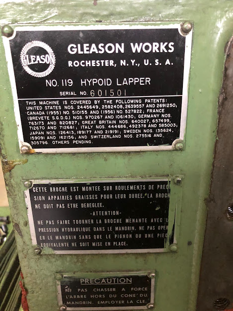 Spiral Bewel Gear Generator - GLEASON 19 lapper - Used Gear Machines ...